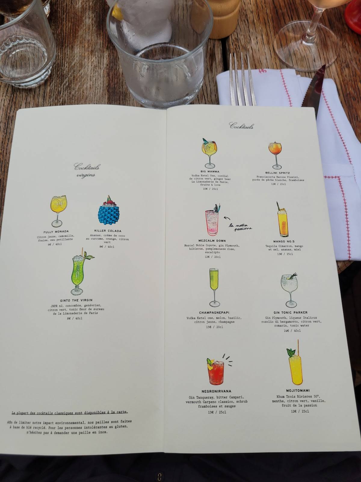 Menu at Giacomo restaurant, Monaco-Ville
