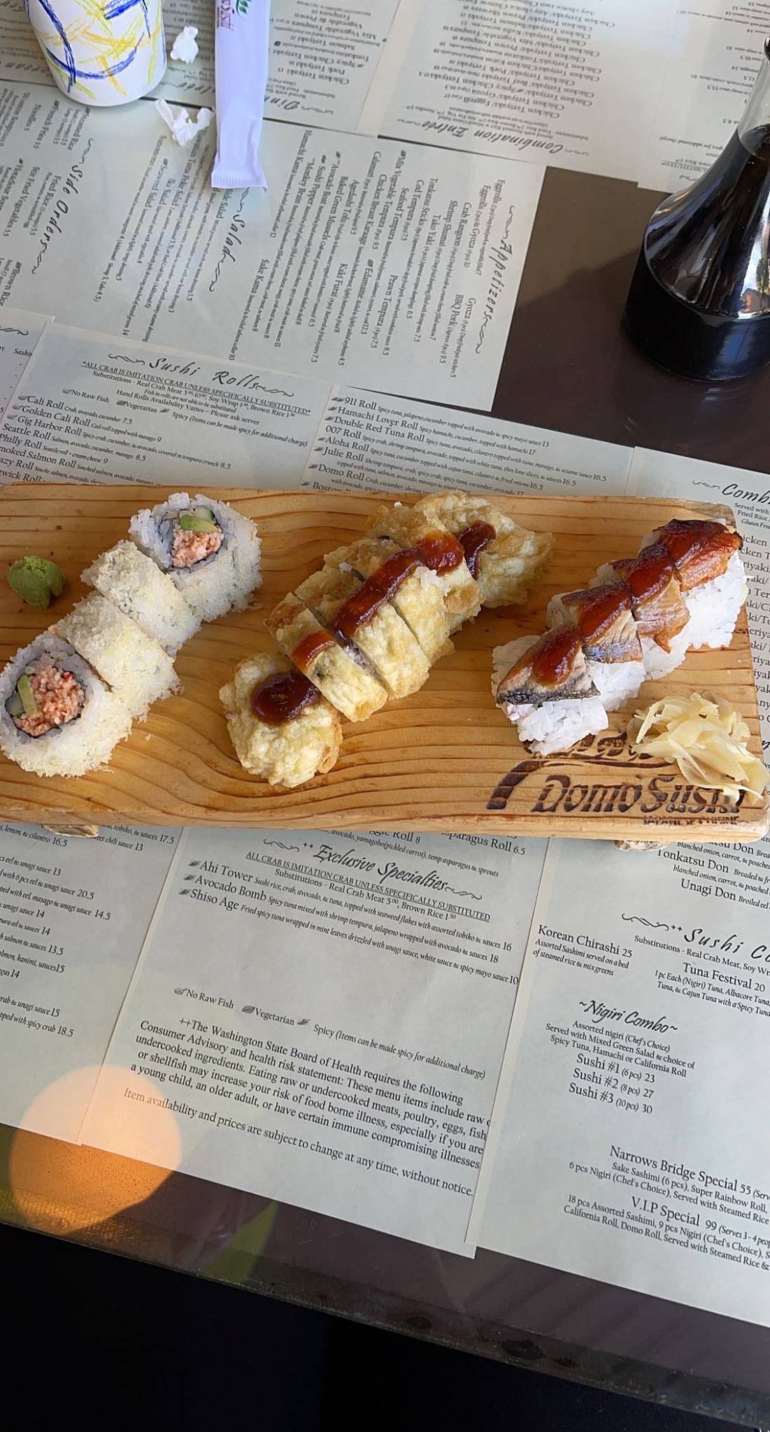 Menu at Domo Sushi Gig Harbor restaurant, Gig Harbor