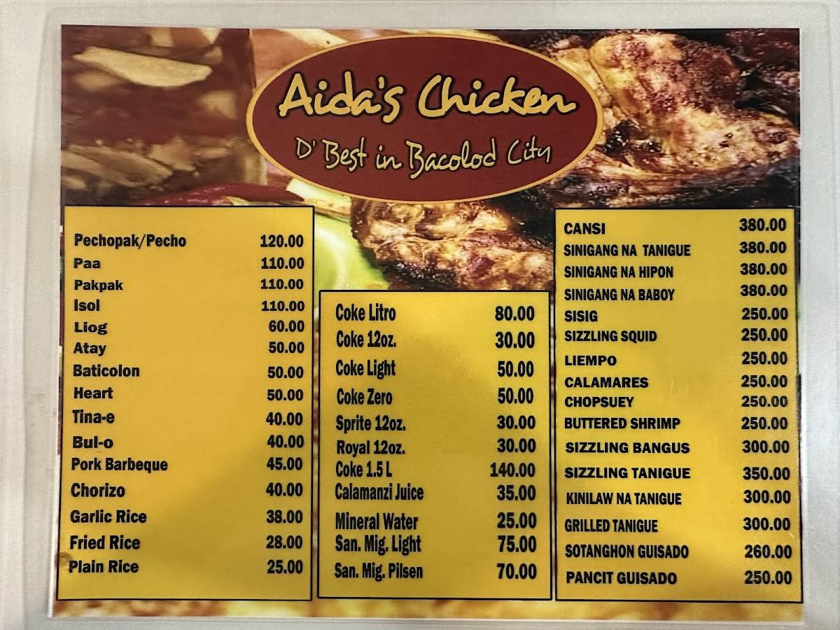 Menu at Gina's Seafoods Restaurant, Bacolod