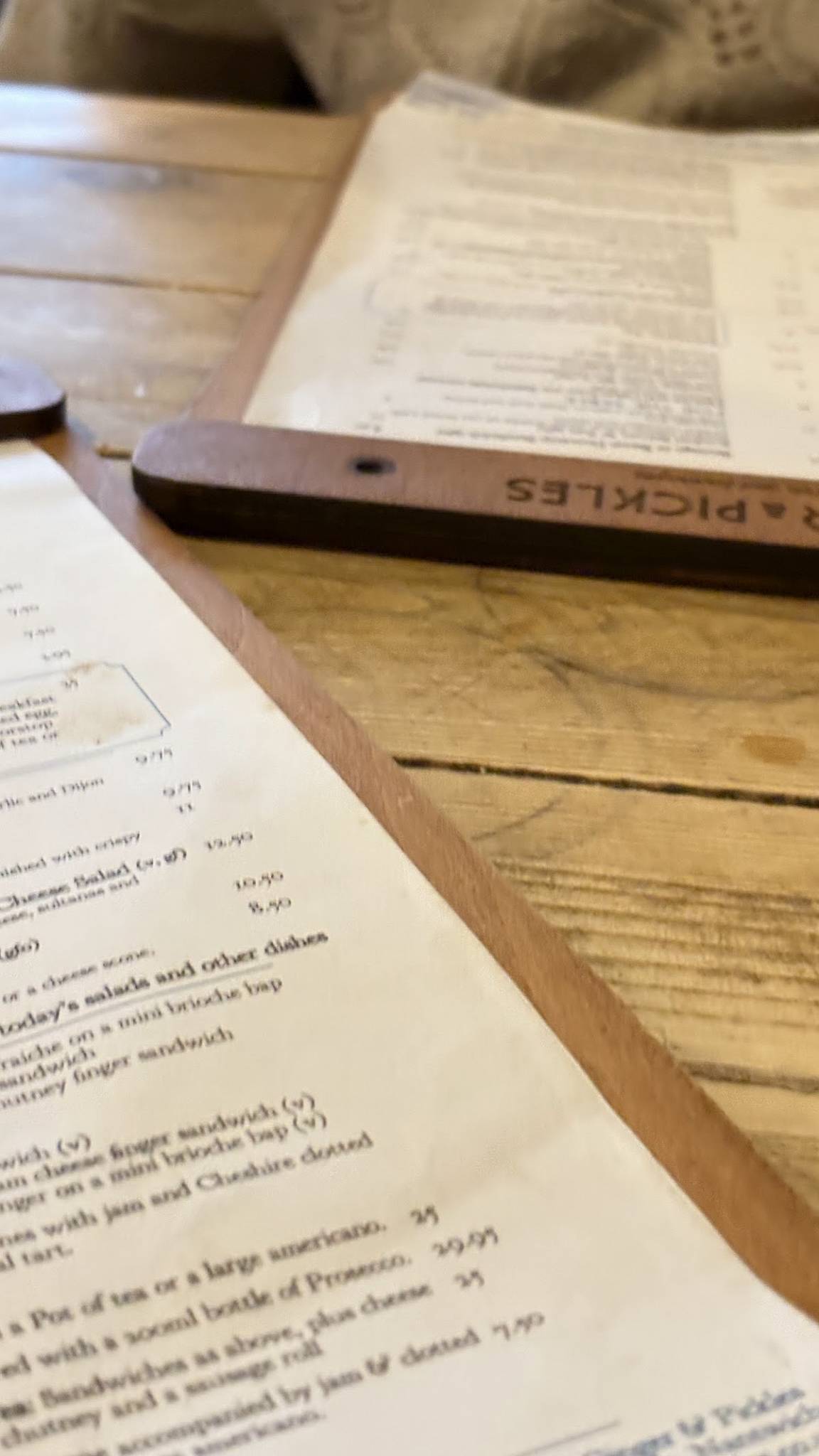 Menu at Ginger and Pickles cafe, Nantwich