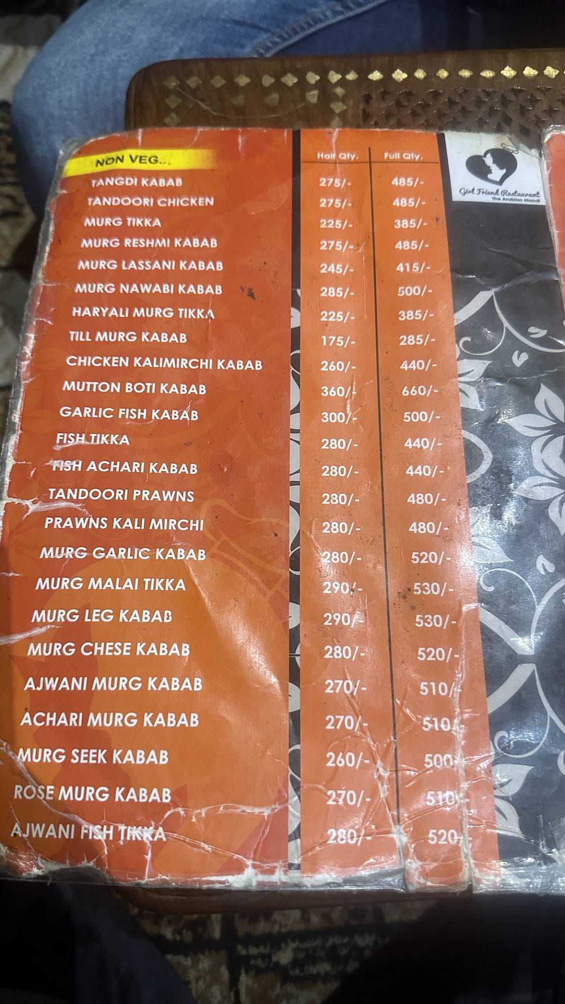 Menu at Girlfriend Mandi, Hyderabad, H no 1