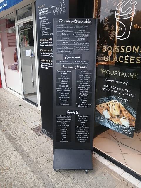 Menu au Glaces Moustache Quiberon Artisan Glacier, Quiberon