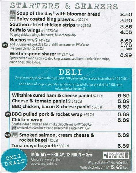 Menu at The Counting House - JD Wetherspoon pub & bar, Glasgow