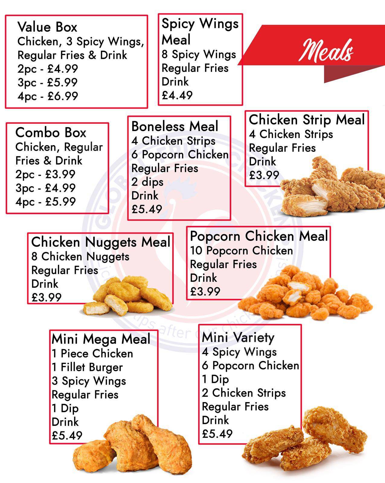 Menu at Global Fried Chicken restaurant, Edinburgh
