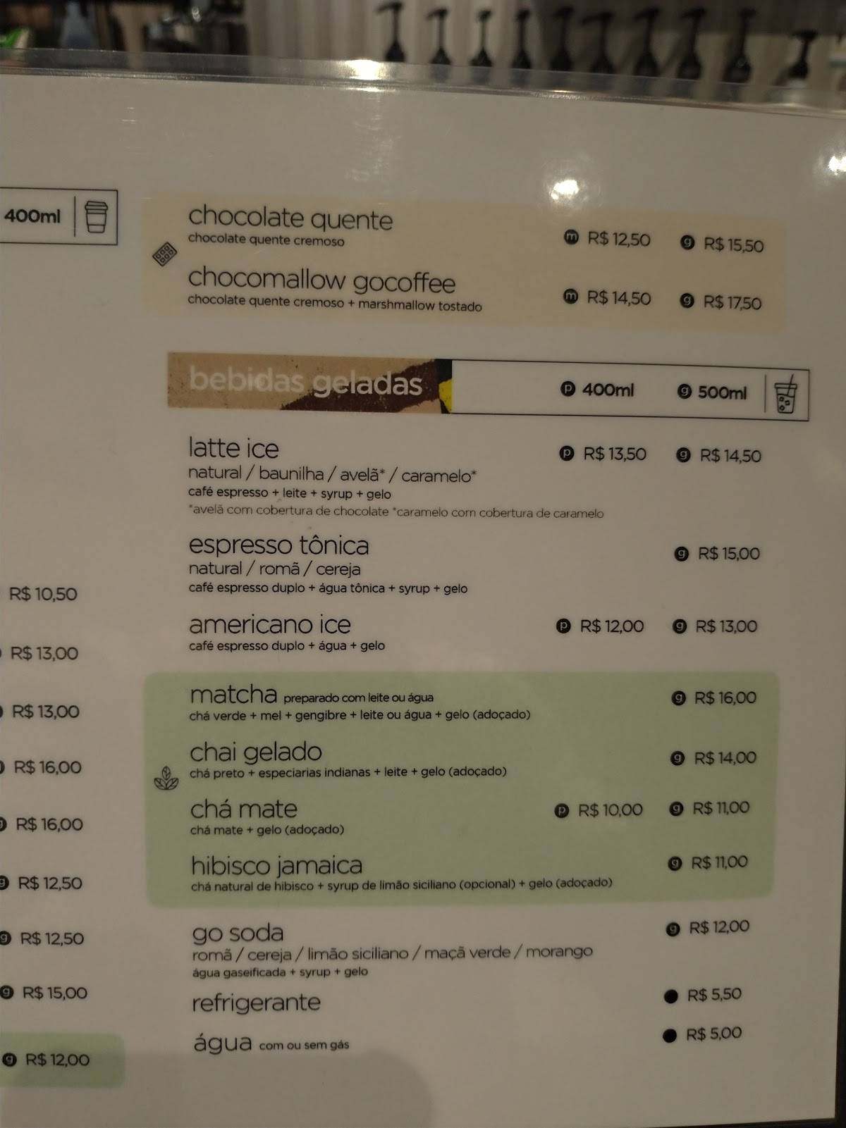 Menu at Go Coffee Santos restaurant, Santos
