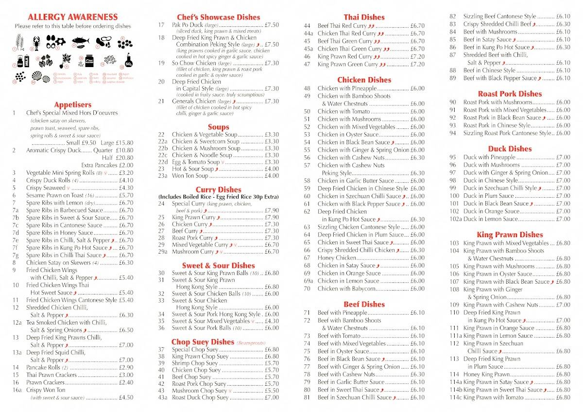 Menu at Golden Lion fast food, Bedford