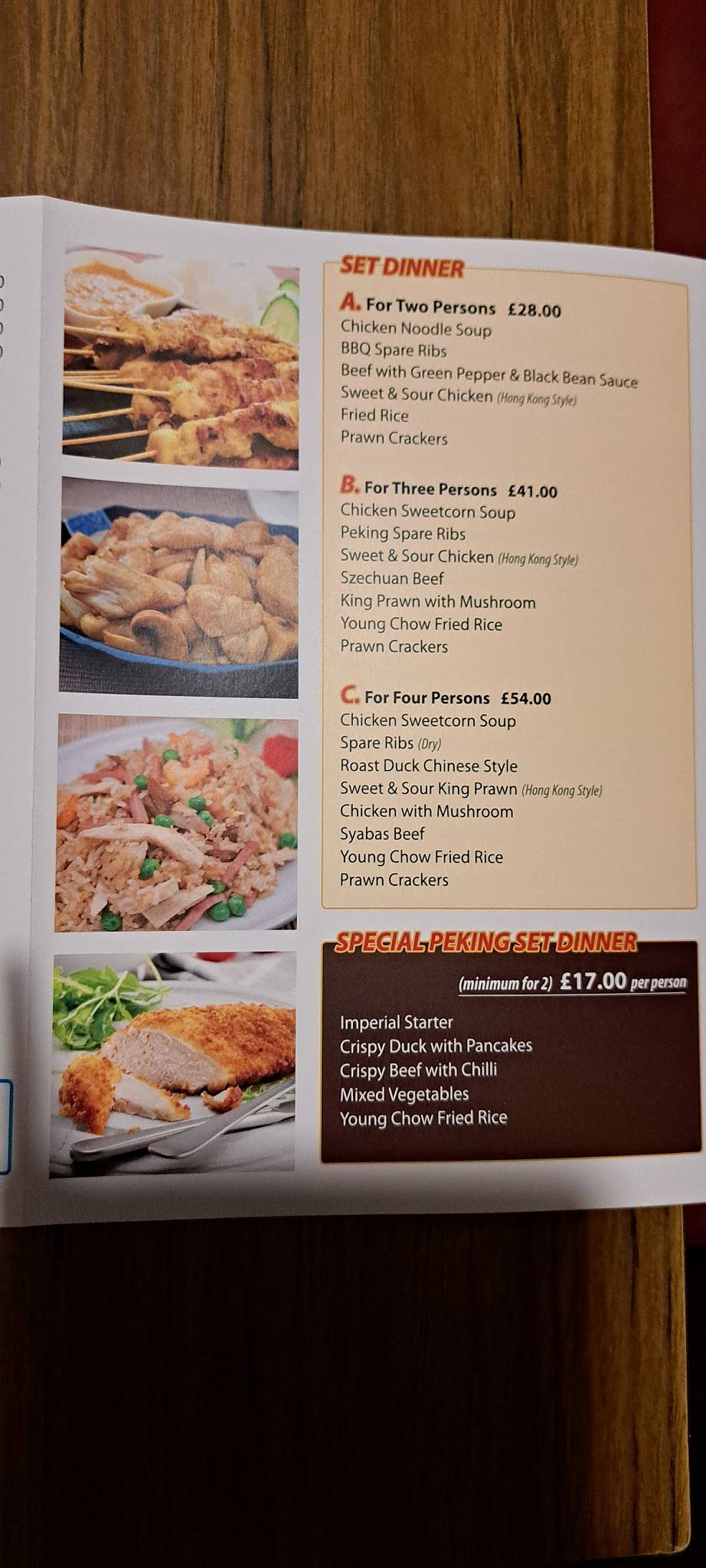 Menu at Golden Ocean restaurant, Campbeltown