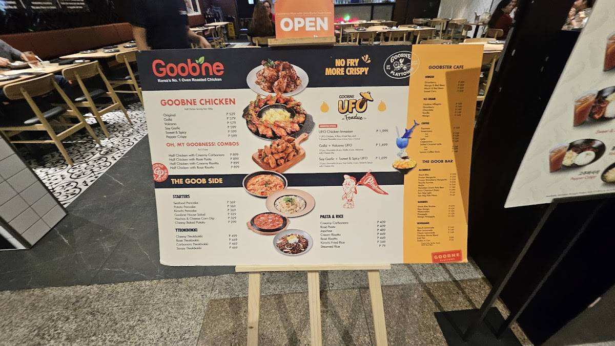 Menu at Goobne restaurant, Taguig