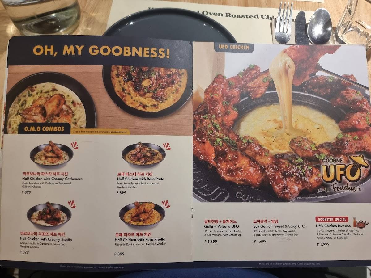 Menu at Goobne restaurant, Taguig