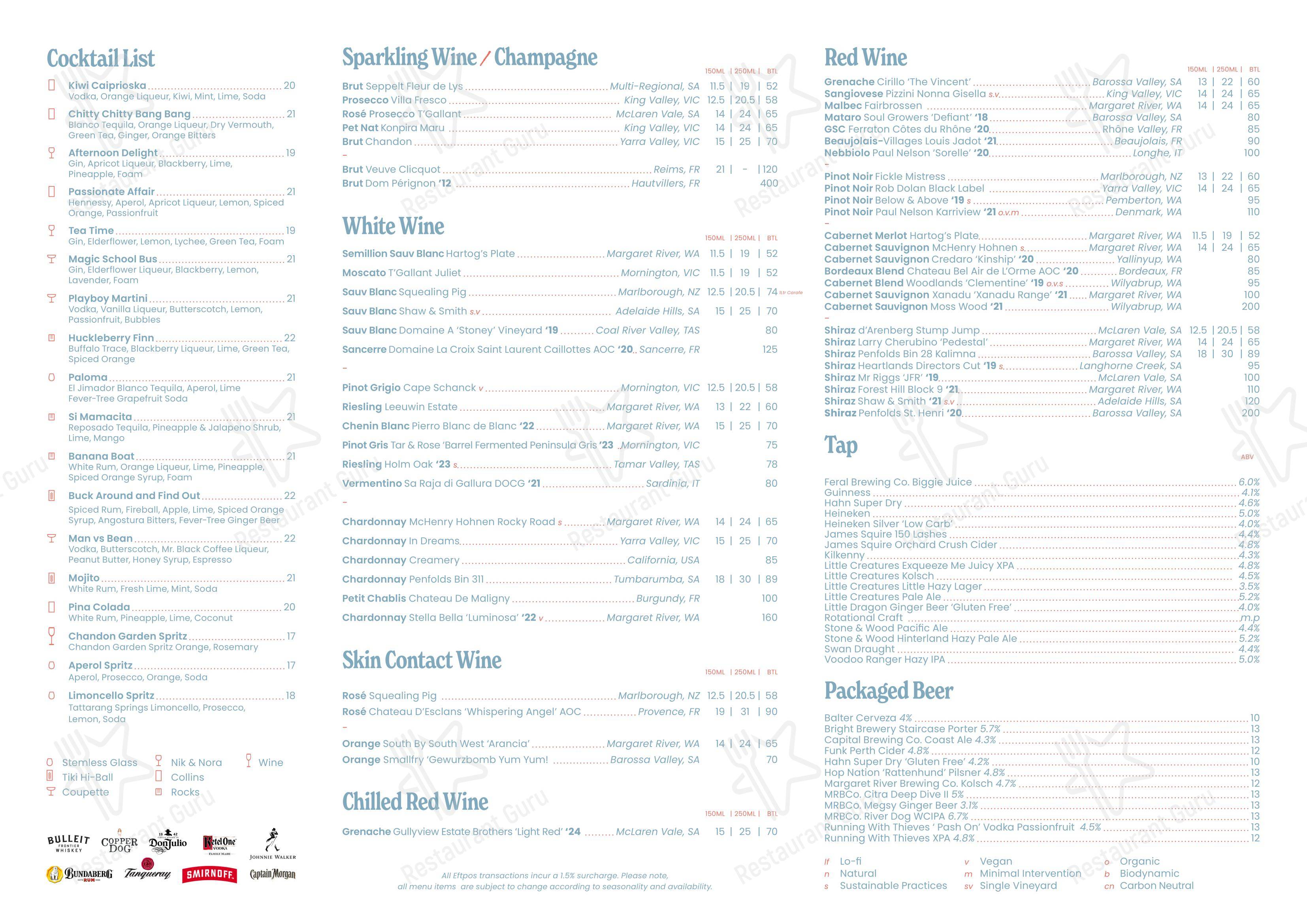 Menu at Good Company Bar, Karrinyup