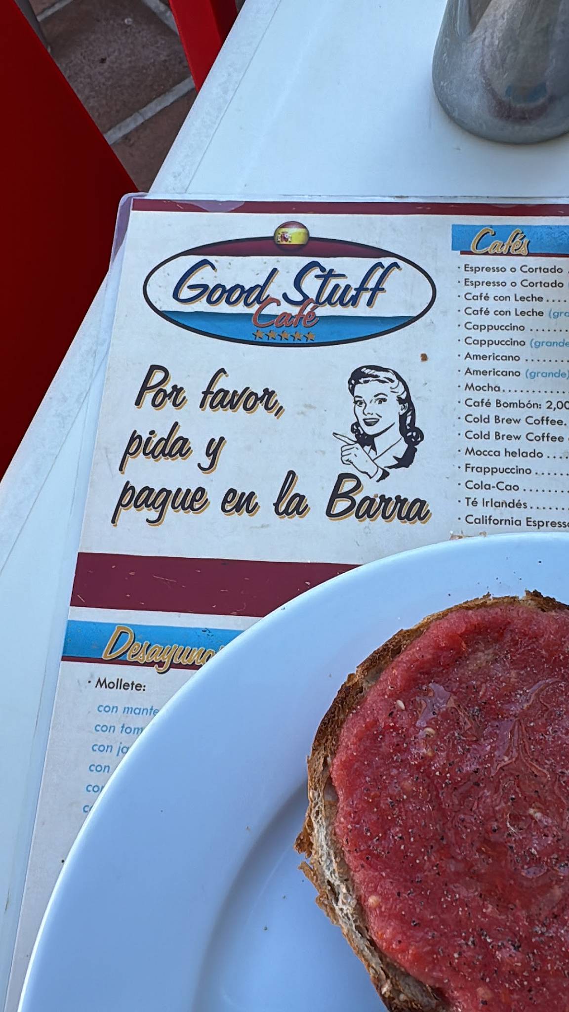 Menu at Good Stuff Café, Nerja