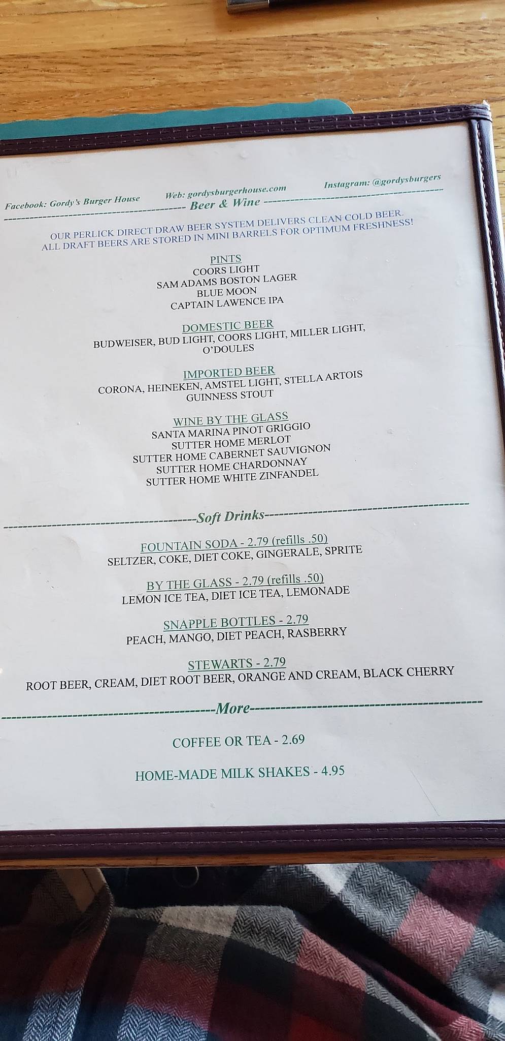 Menu at Gordy's Burger House steakhouse, Bronxville
