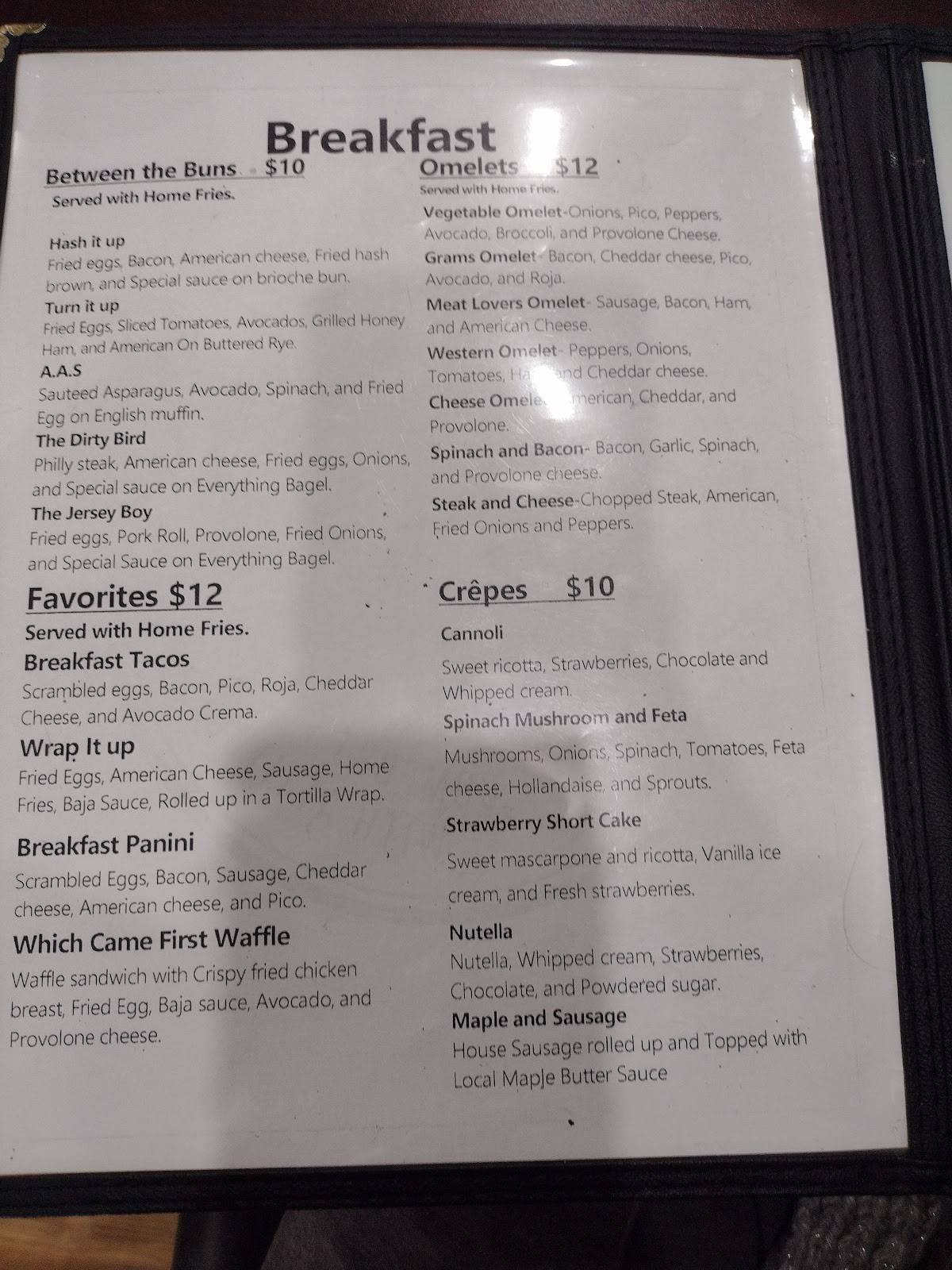 Menu at Gram's Eatery restaurant, Lewisburg