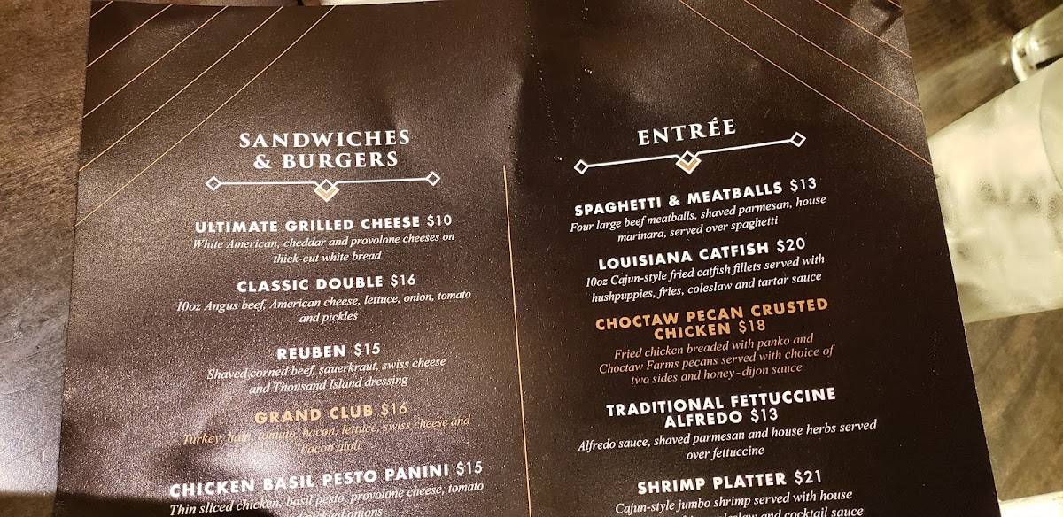Menu at Grand Cafe, Durant, US-69