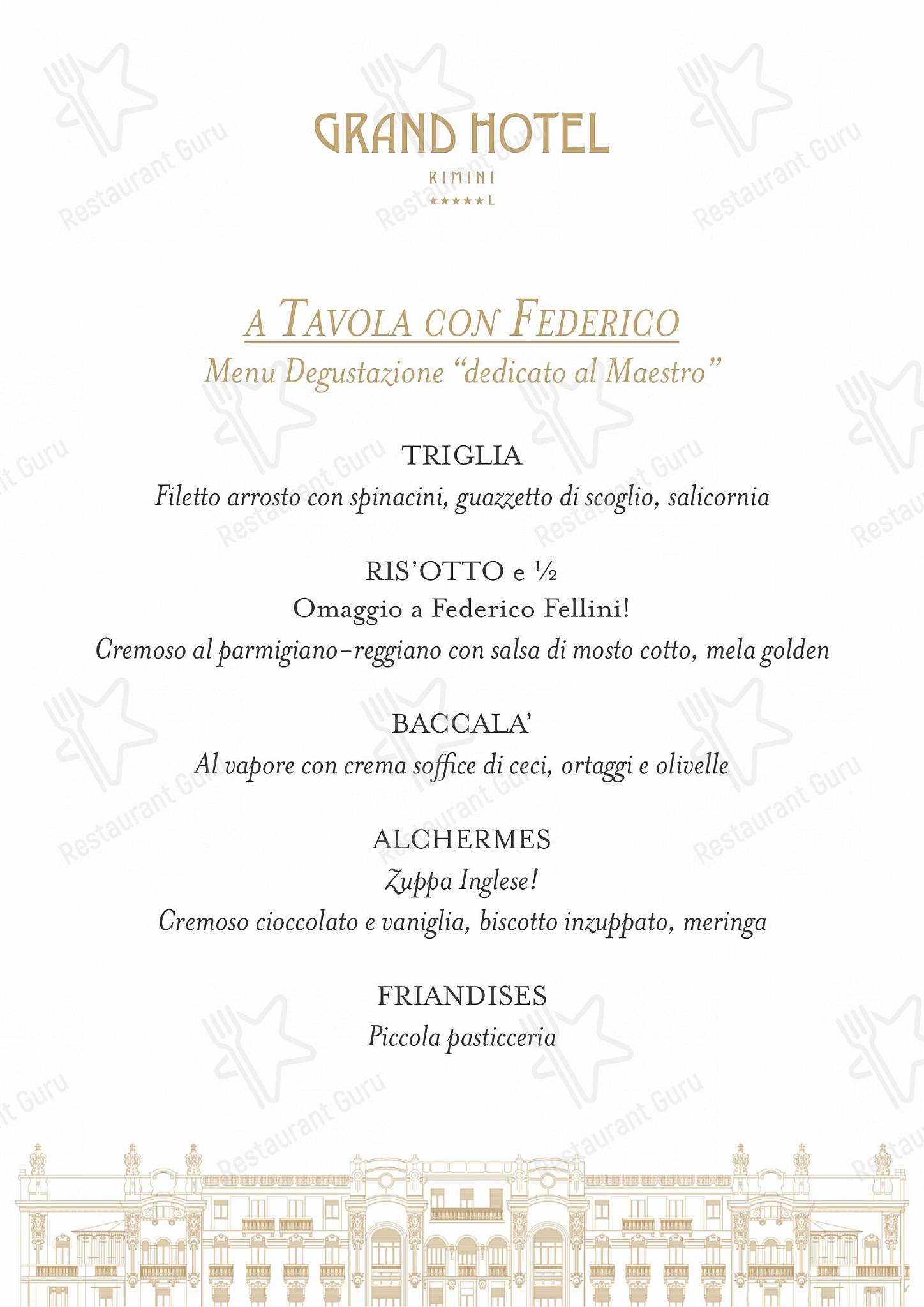 Speisekarte von Grand Hotel Rimini restaurant, Rimini