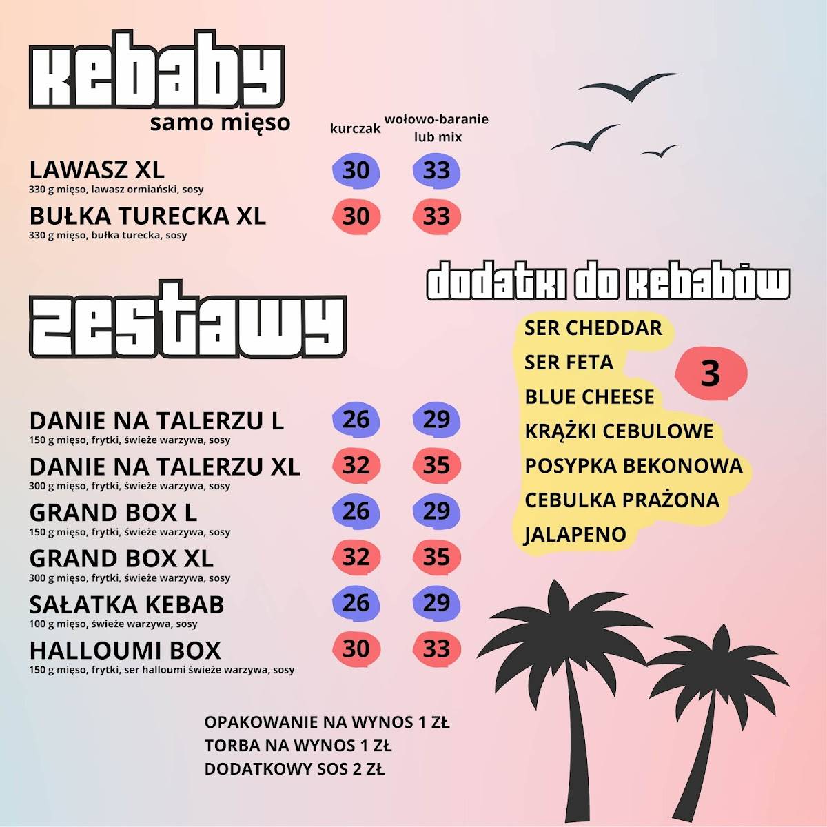 Menu at Grand Theft Kebab, Poland