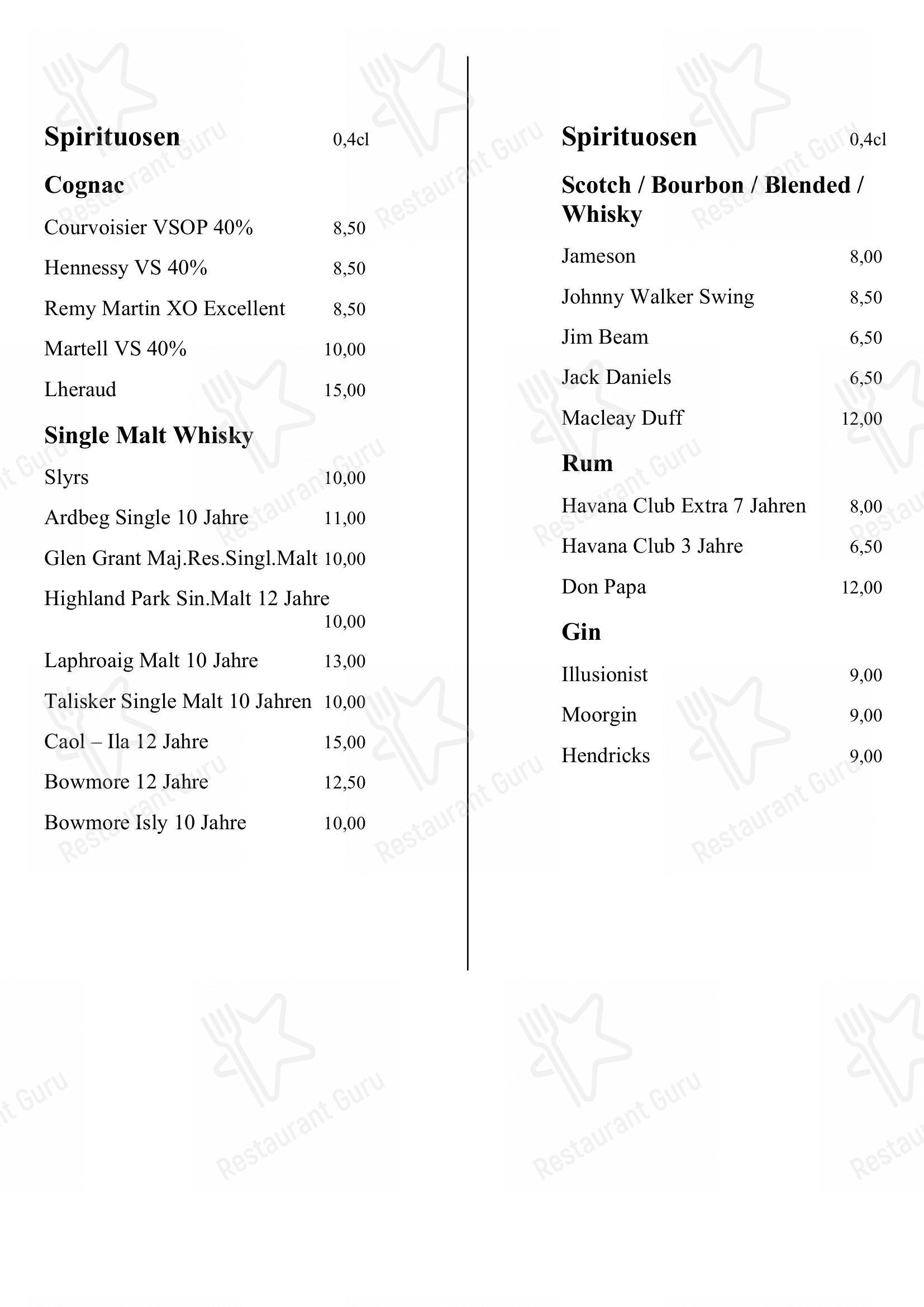 Speisekarte von No 1 Bar Lounge Dance, Grasbrunn