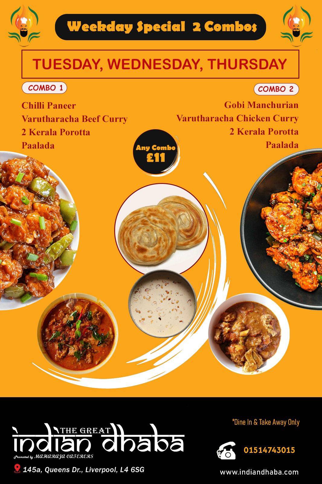 Menu at Great Indian Dhaba restaurant, Liverpool