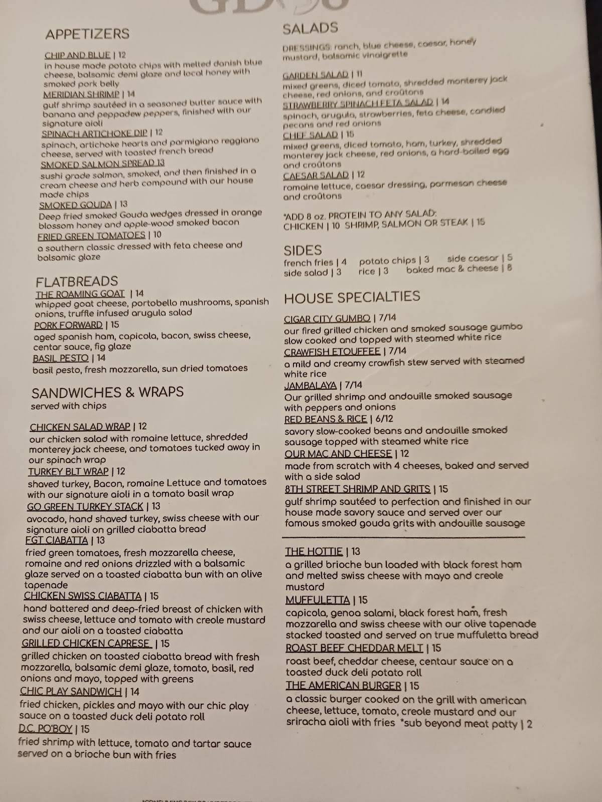 Menu at Green Door on 8th restaurant, Dade City