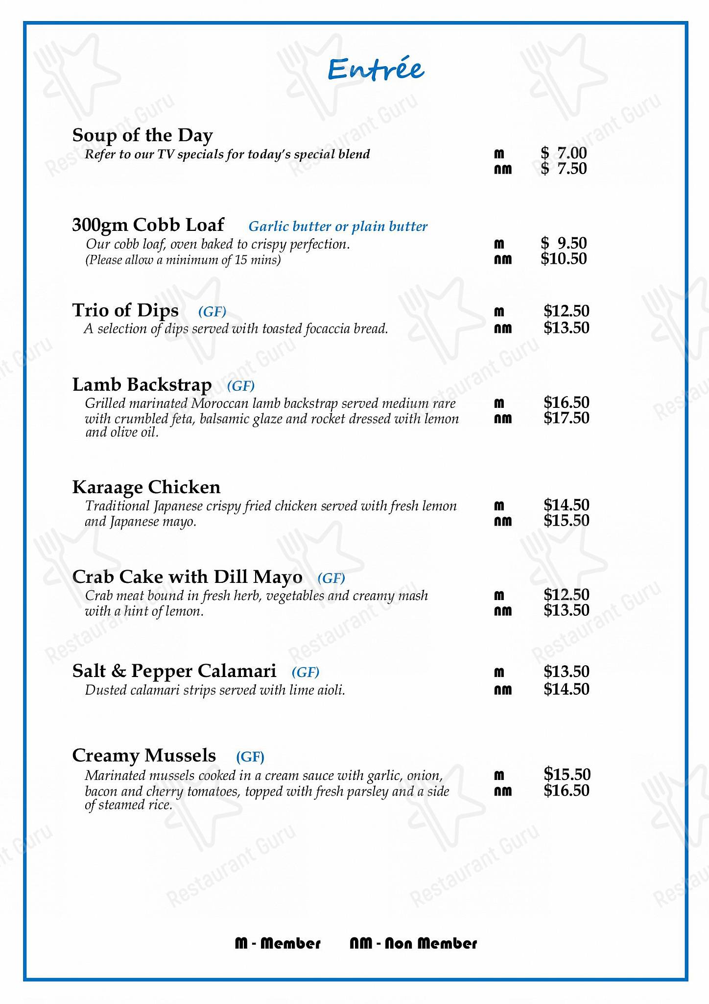 Menu at Greensborough RSL pub & bar, Greensborough