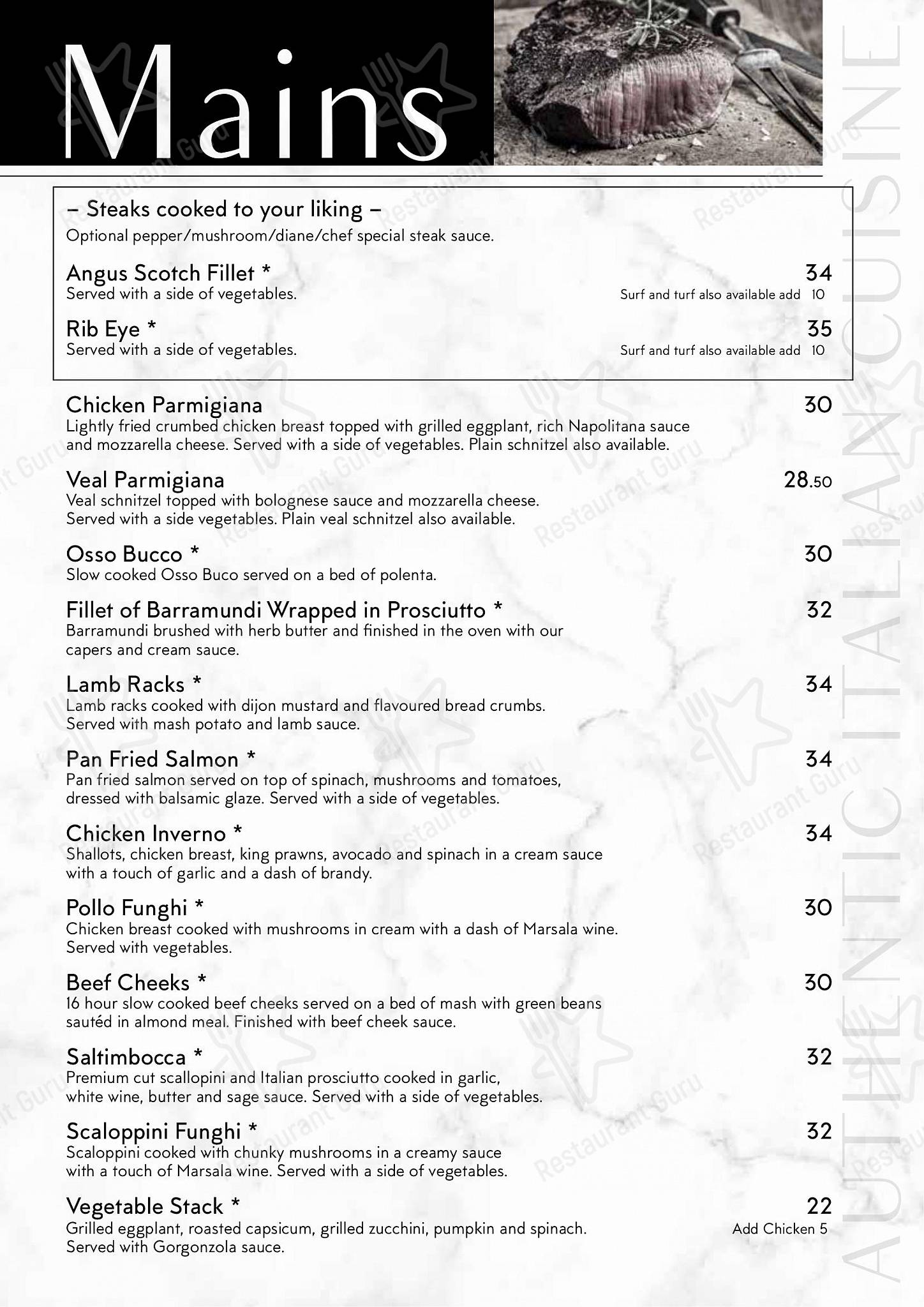 Menu at Little Italy Griffith restaurant, Griffith