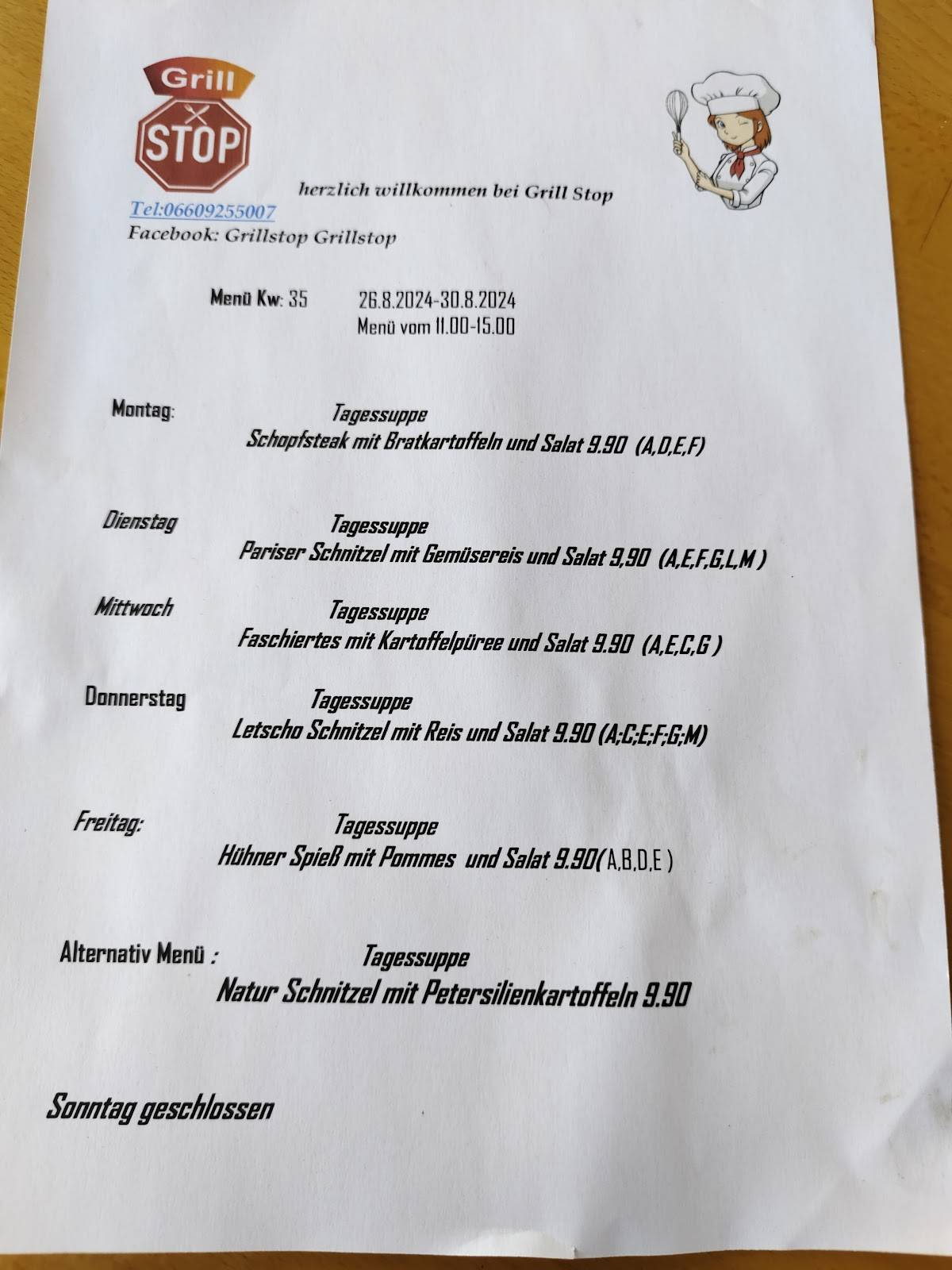 Speisekarte von Grill STOP restaurant, Graz
