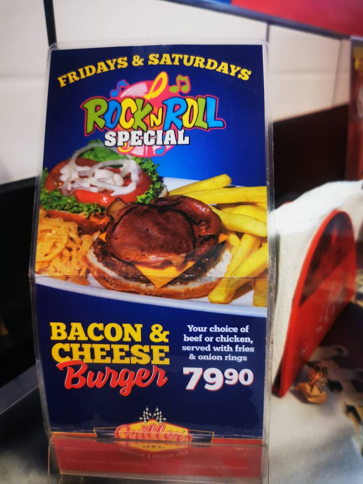Menu at Grillers restaurant, Port Elizabeth