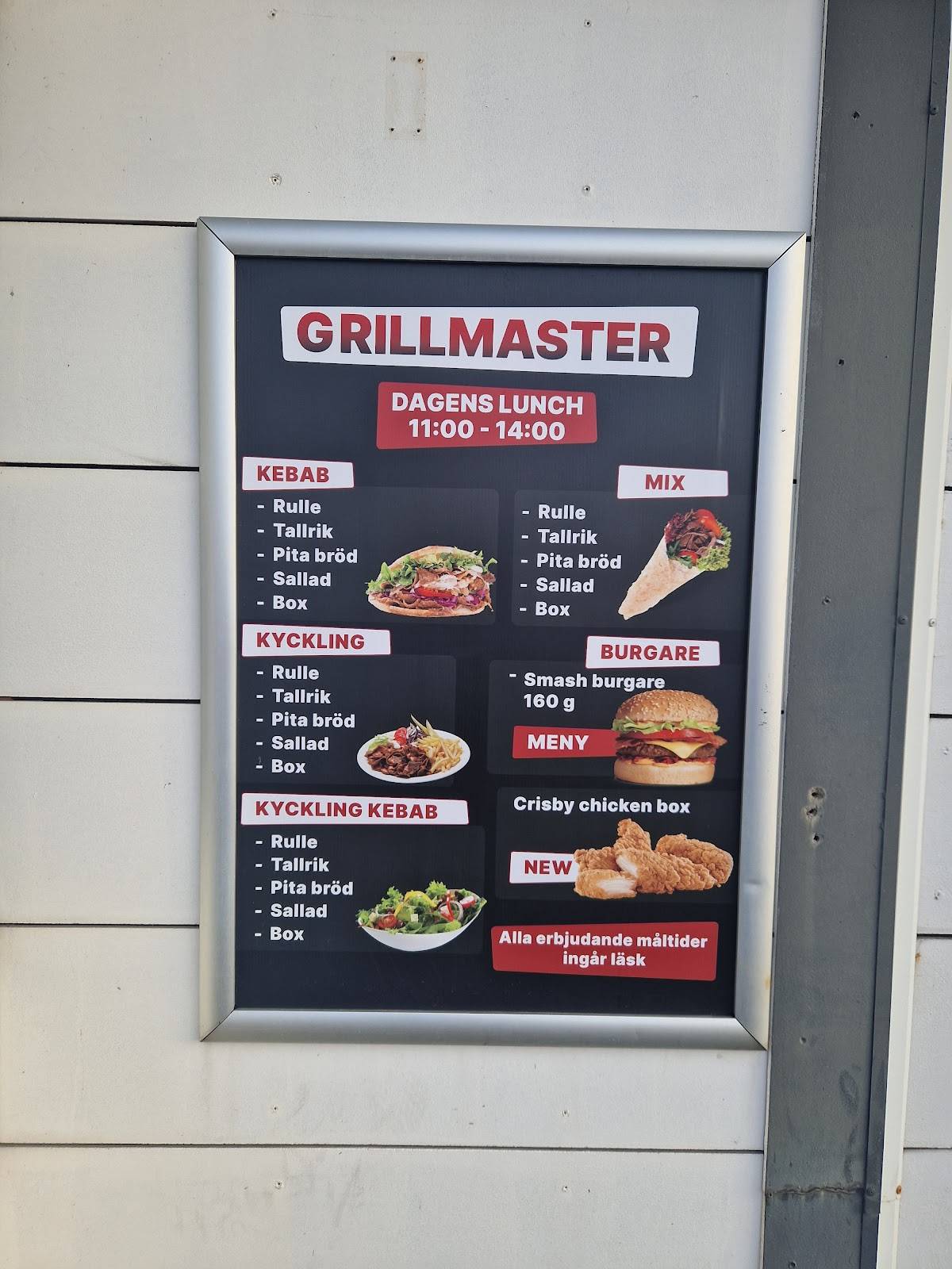 Menu at Grillmaster restaurant, Landskrona, Pumpgatan 1