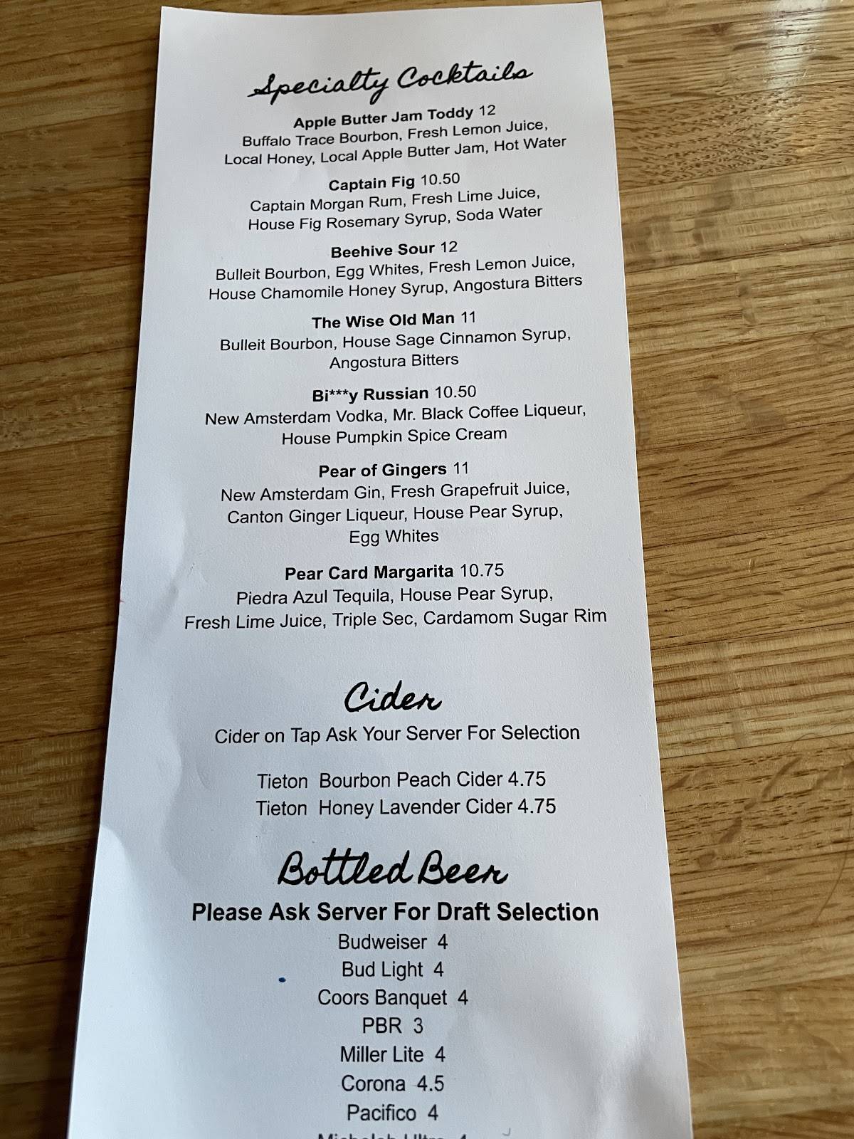 Menu at Grit 2C pub & bar, Caldwell