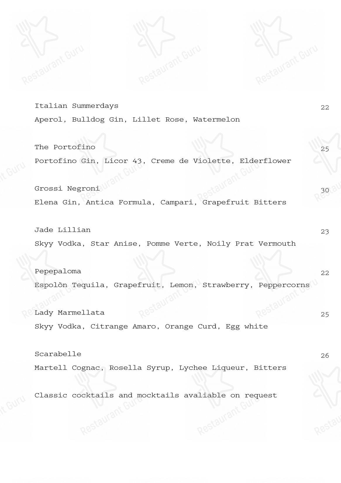 Menu at Grossi Florentino restaurant, Melbourne