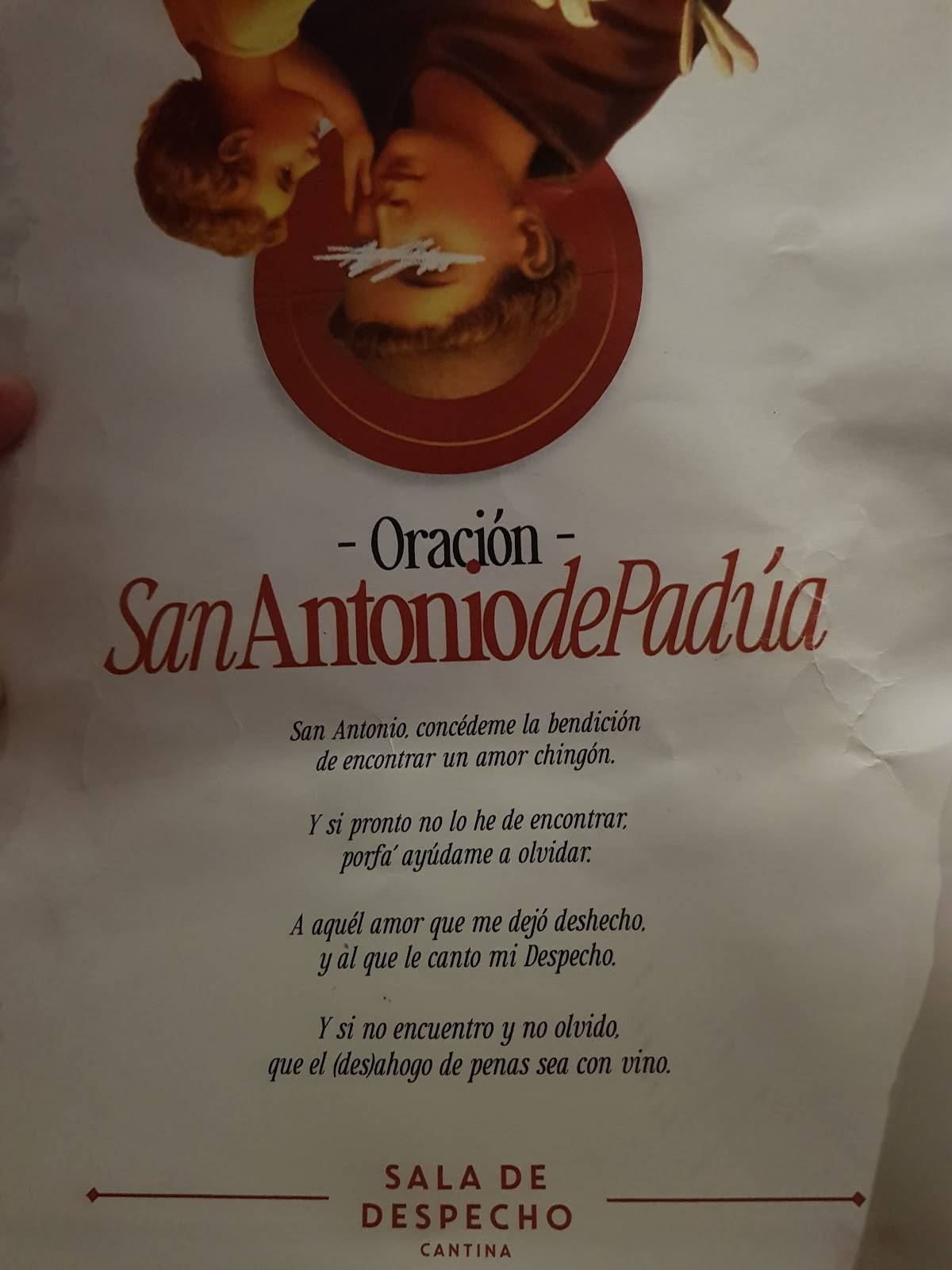 Carta del pub y bar Sala del Despecho, Guadalajara