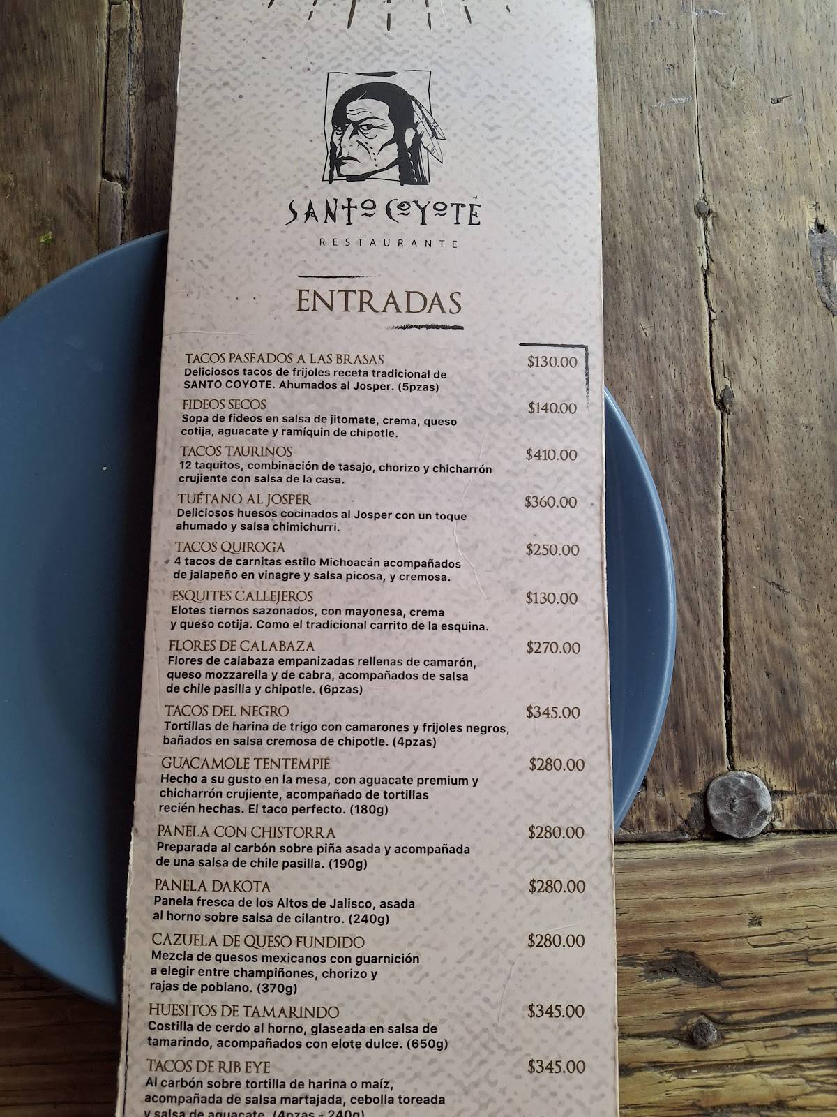 Menu at Santo Coyote restaurant, Guadalajara, C. Miguel Lerdo de Tejada ...