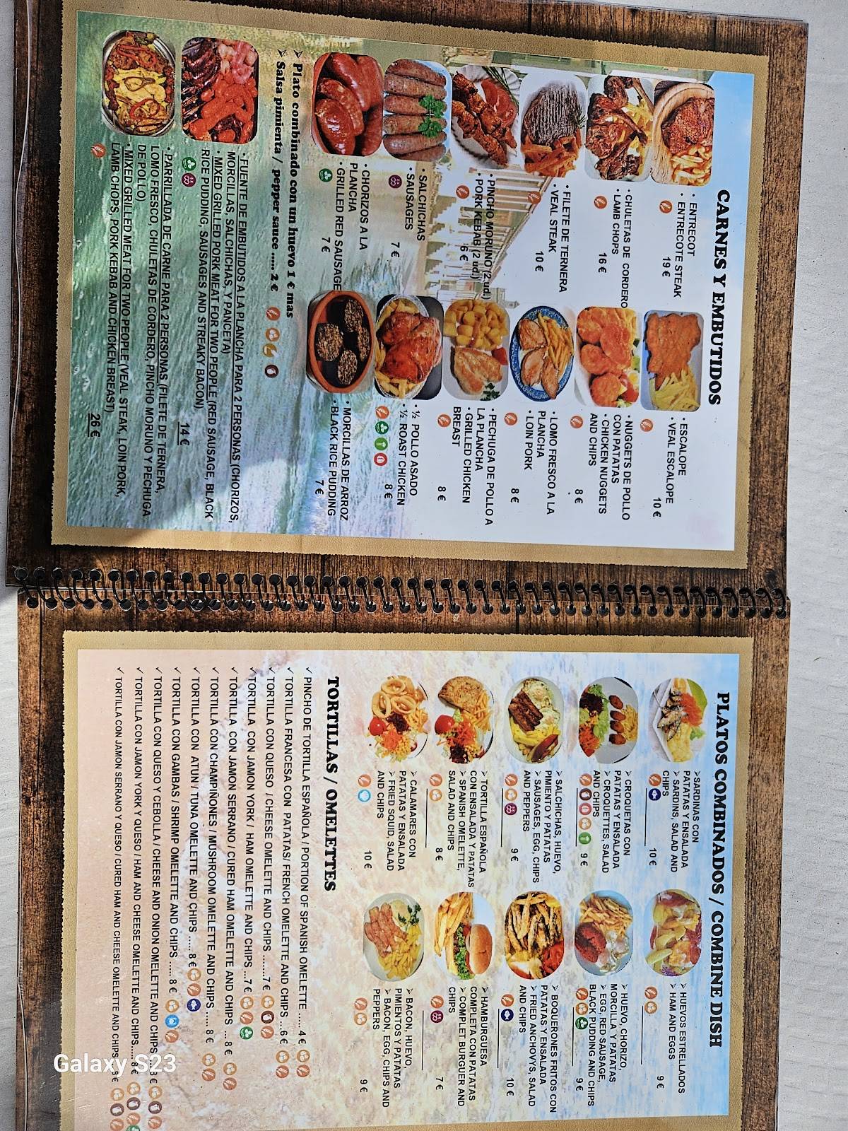Carta de Restaurante Rodero, Guardamar del Segura