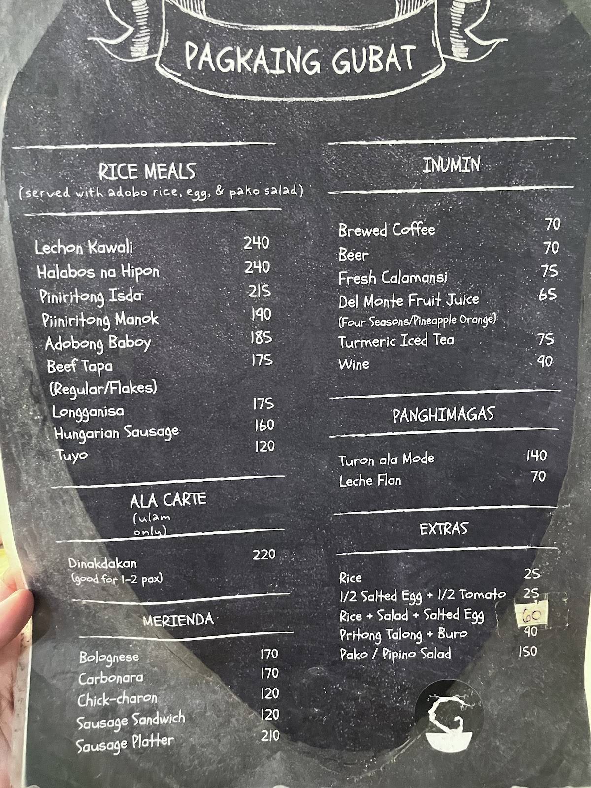 Menu at Gubat QC restaurant, Quezon City