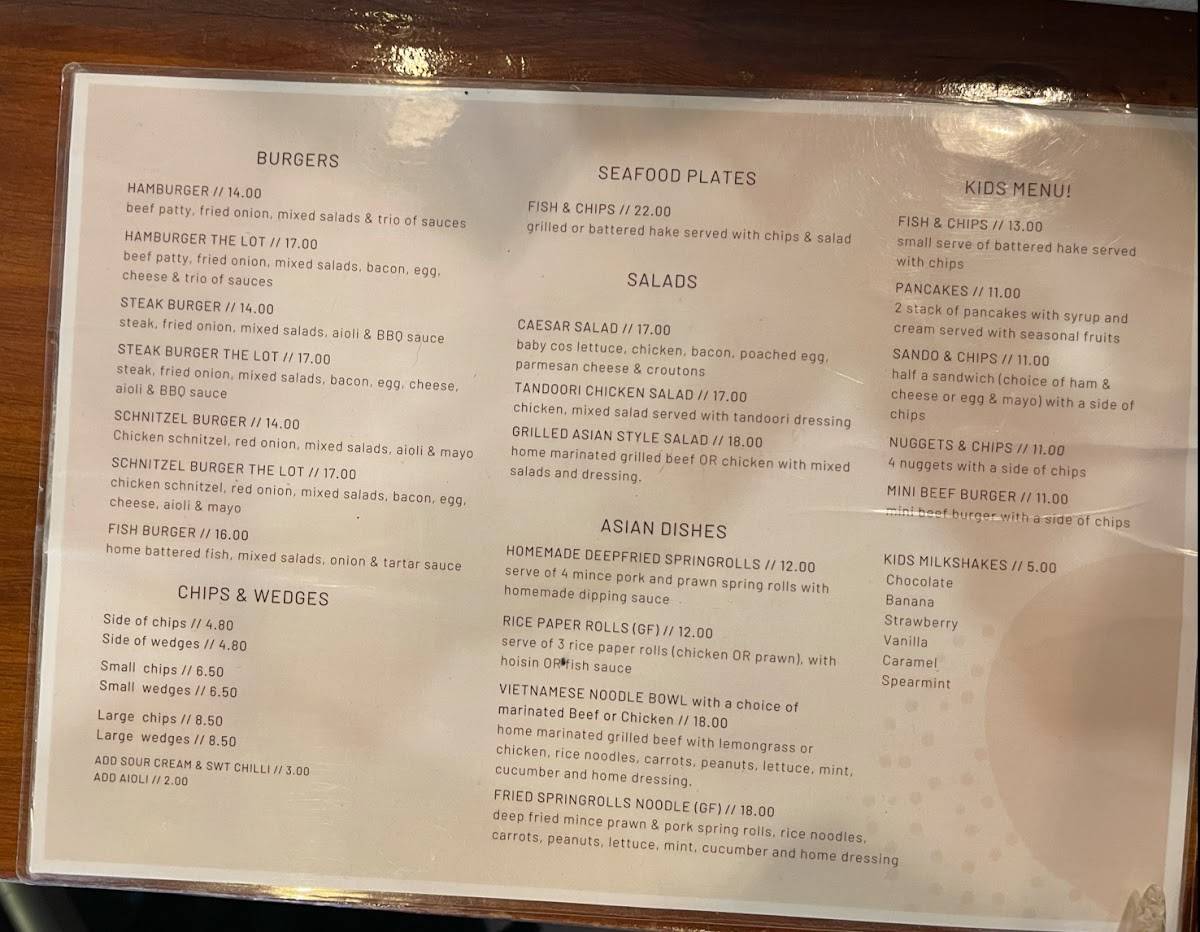 Menu at Guildford Milk Bar, Guildford