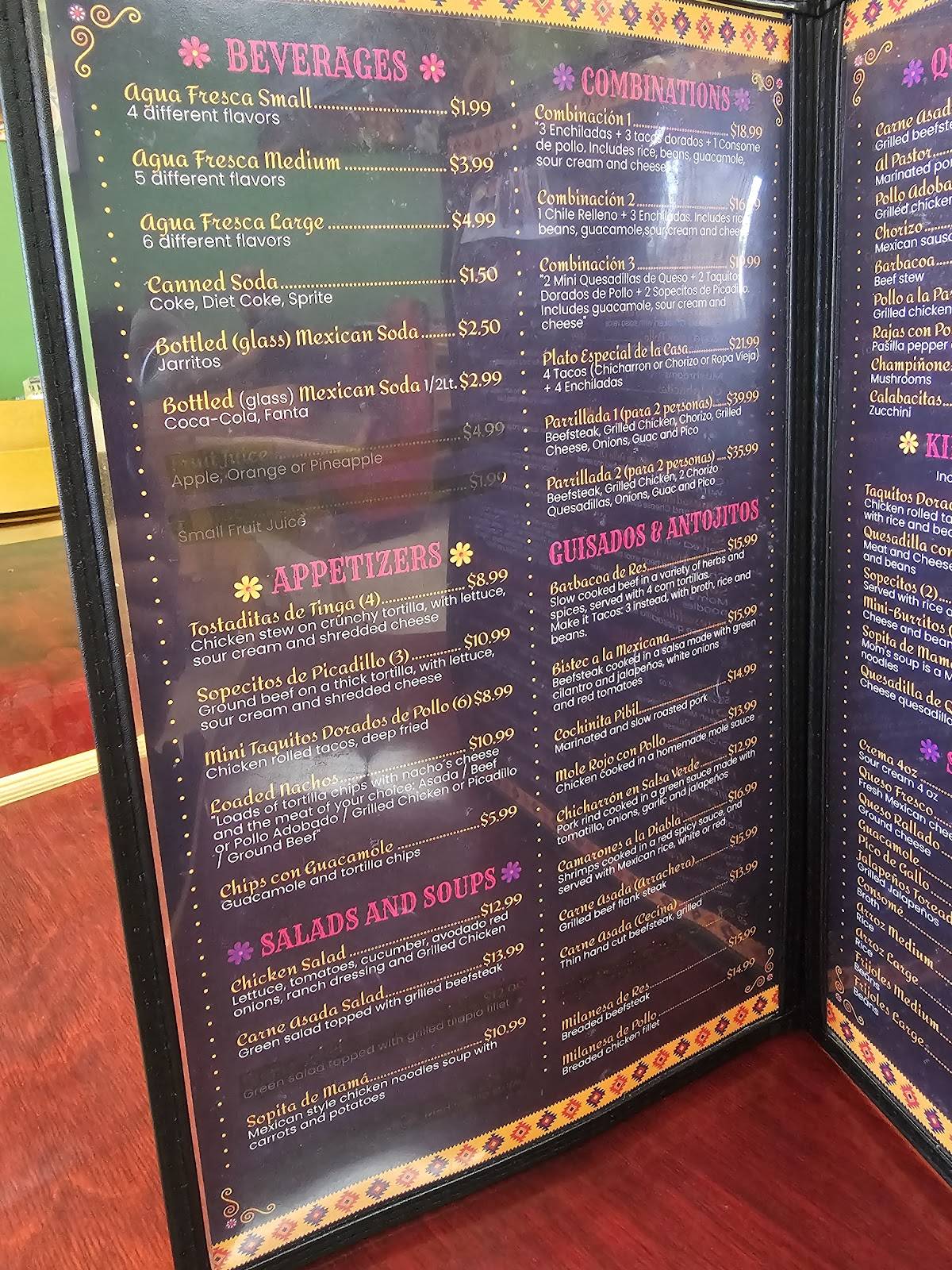 Menu at Guisados Home Style Mexican Cooking restaurant, Salt Lake City