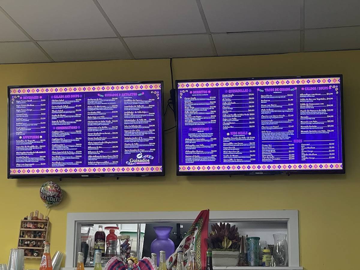 Menu at Guisados Home Style Mexican Cooking restaurant, Salt Lake City