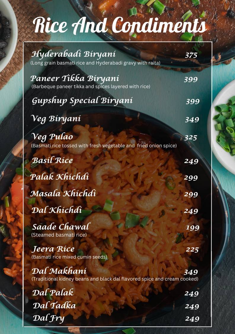 Menu at GupShup - Redefining Food, Mumbai