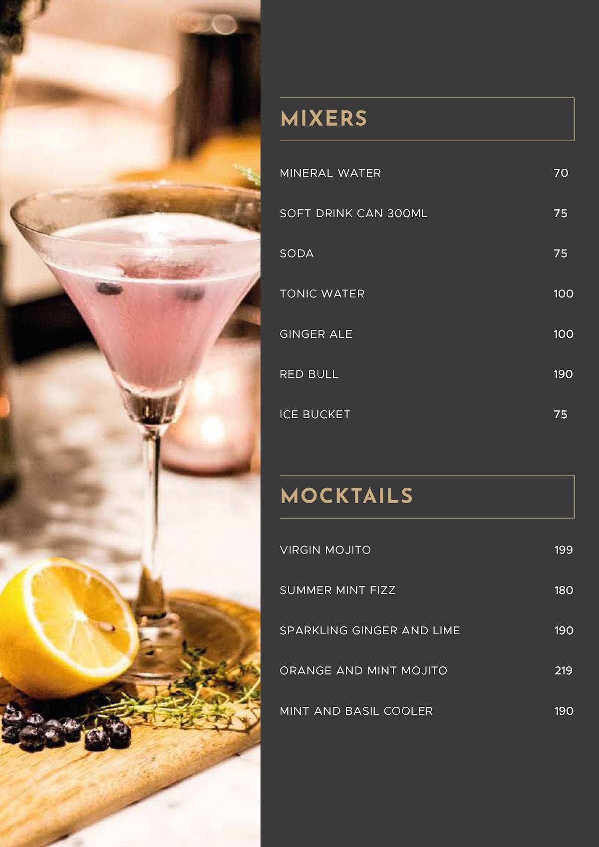 Menu at KAVO, Gurugram