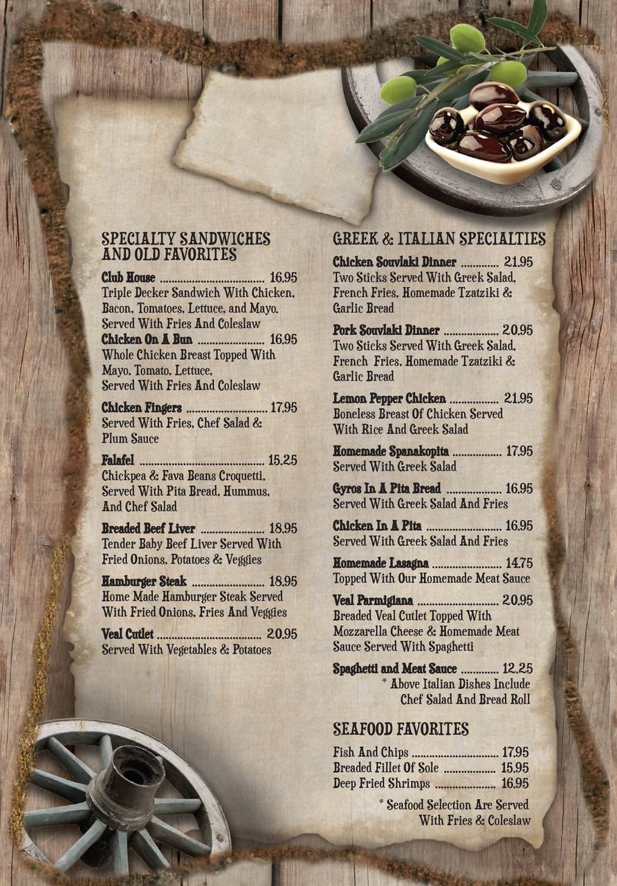 Menu at Gus's Restaurant, Sudbury