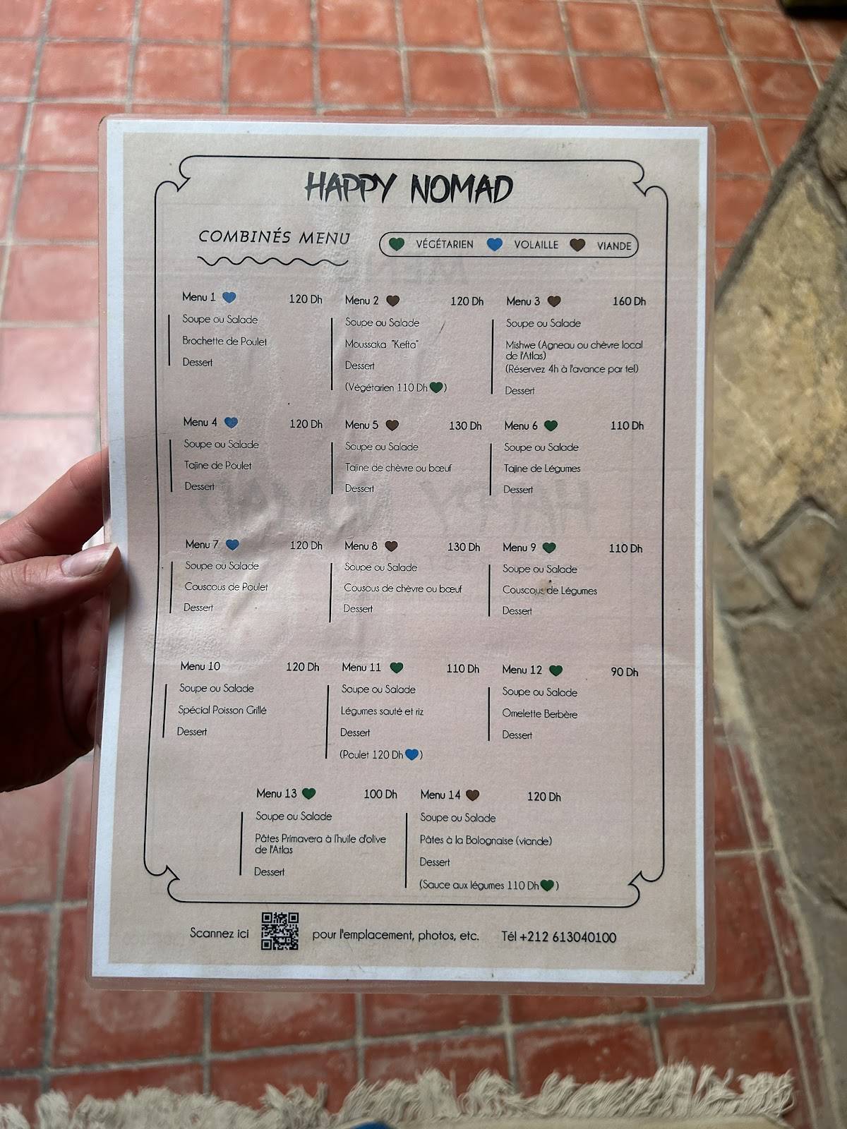 Menu at HAPPY NOMAD RESTAURANT, Tinghir