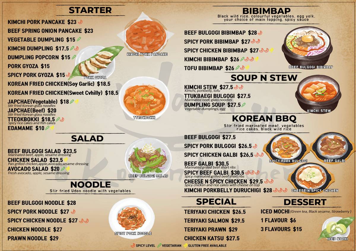 Menu at HARU Korean Kitchen restaurant, Noosa Heads