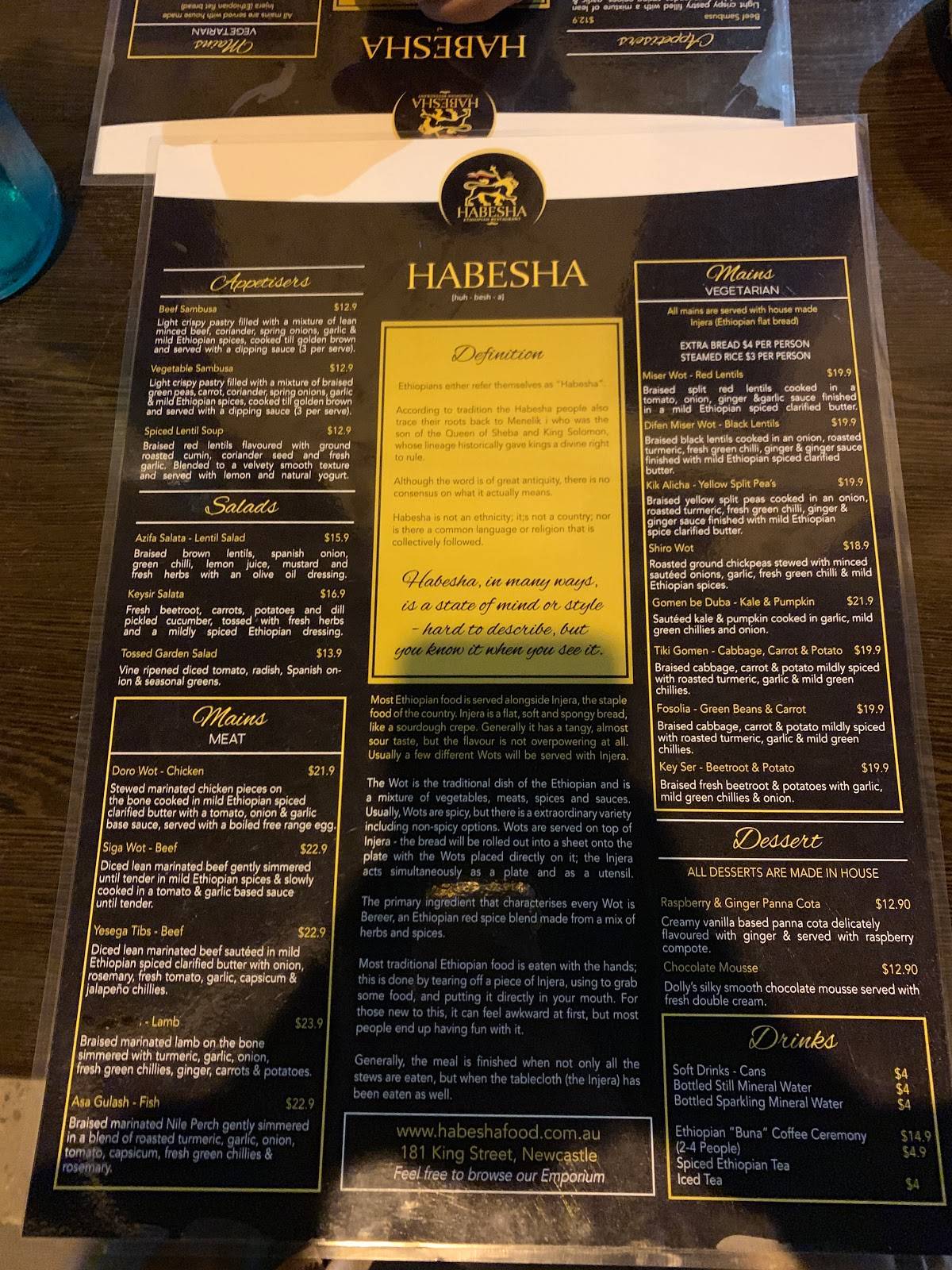 Menu at Habesha Restaurant, The Junction