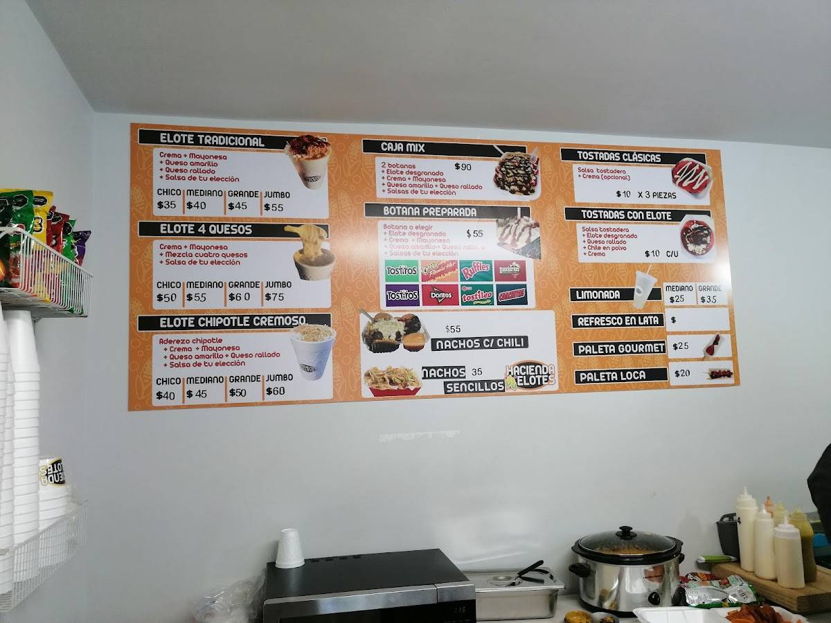 Menu at Hacienda Elotes restaurant, Monterrey