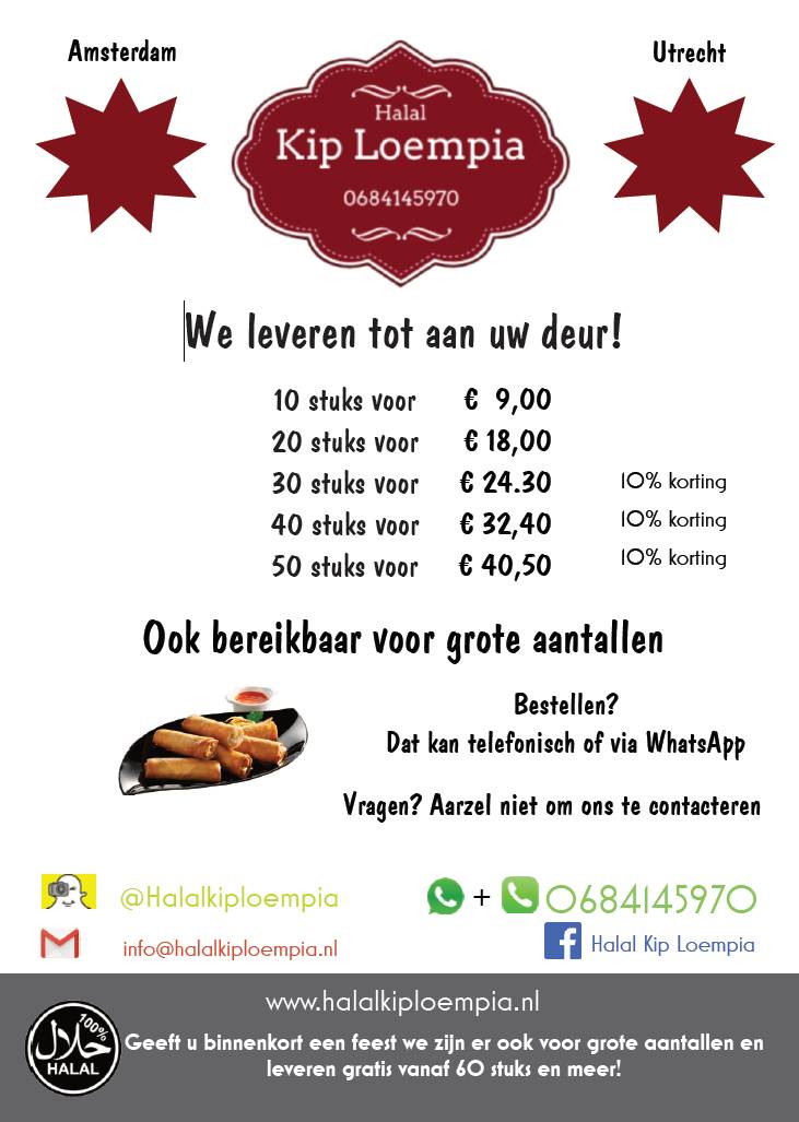 Speisekarte von Halal Kip Loempia, Amsterdam
