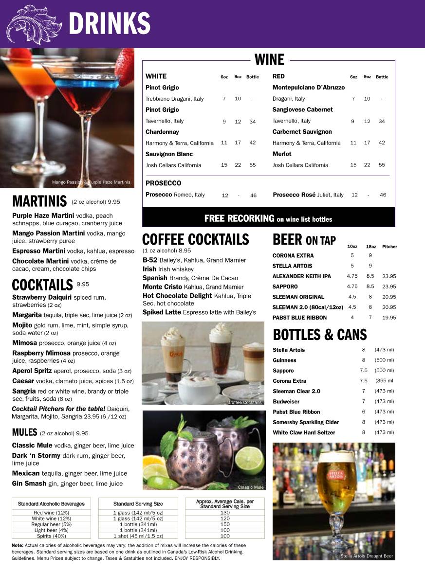 Menu au Symposium Cafe Restaurant Georgetown, Halton Hills