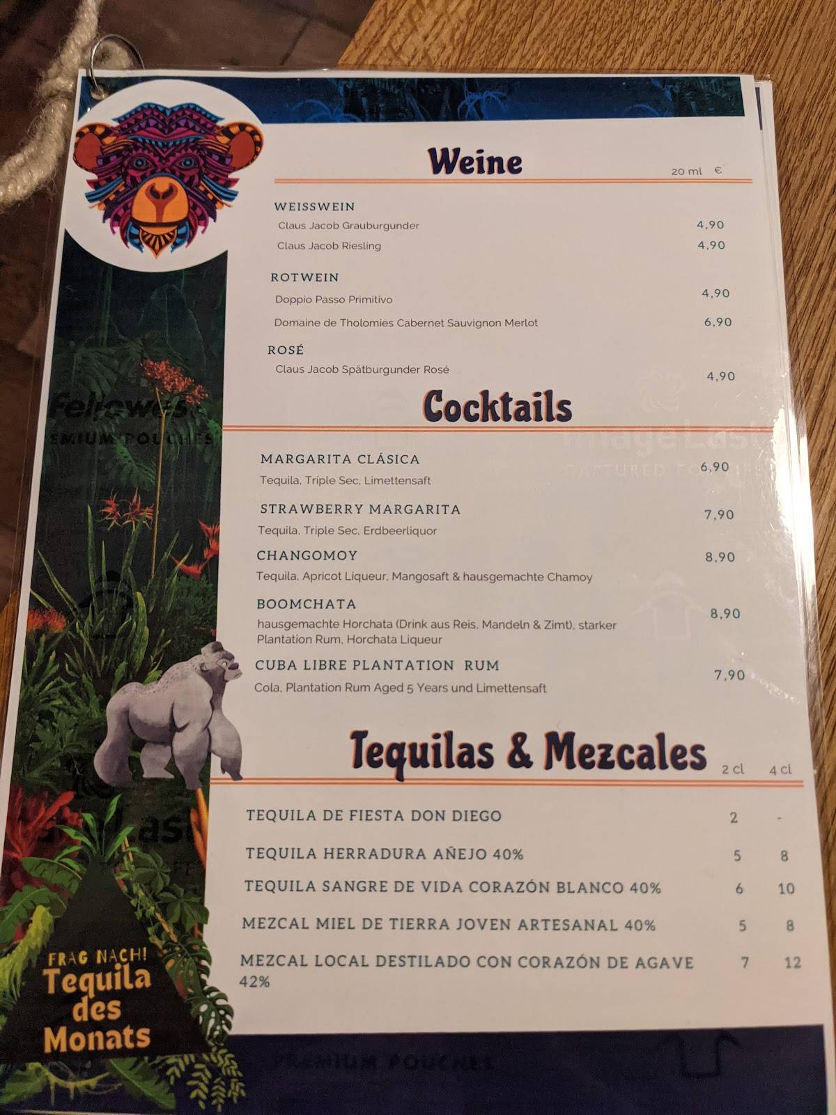 Carta del restaurante CHANGO cantina mexicana - Hamburg, Hamburgo