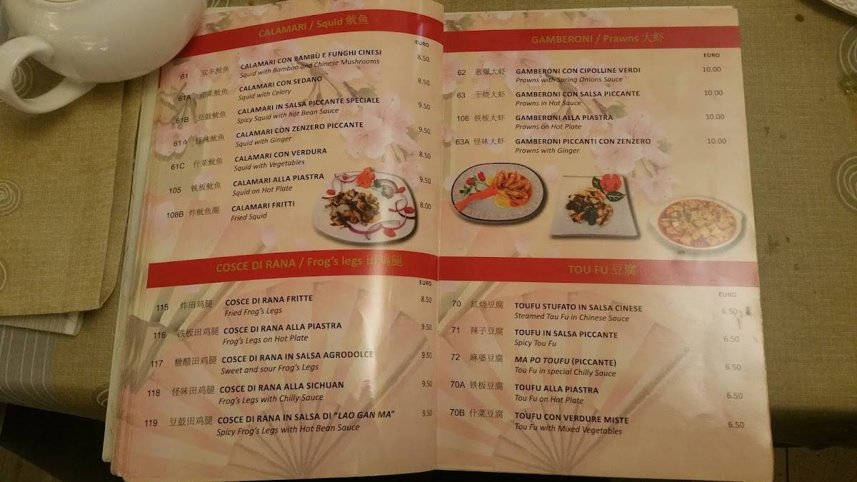 Menu at Hang Zhou da Sonia restaurant, Rome, Via Principe Eugenio
