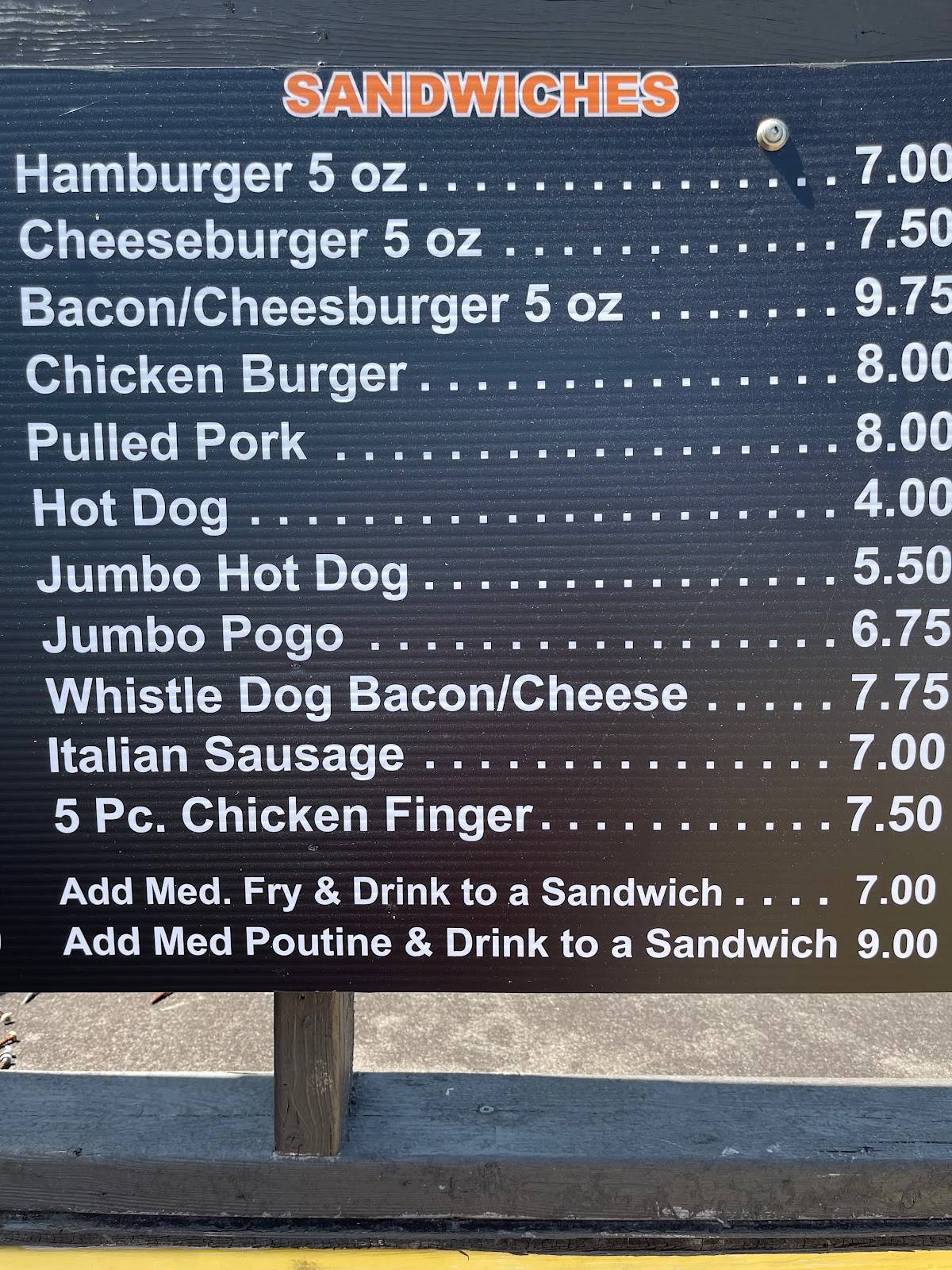 Menu at Hanks Fries restaurant, Smiths Falls