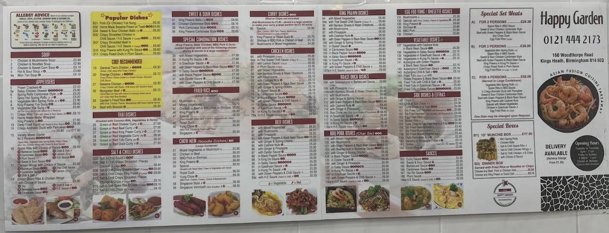 Menu at Happy garden restaurant, Birmingham, 160 Woodthorpe Rd